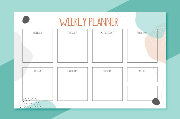 Weekly organizer timetable template plan weekdays Vector Image