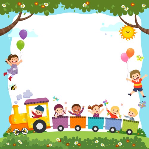 Border template with happy kids Royalty Free Vector Image