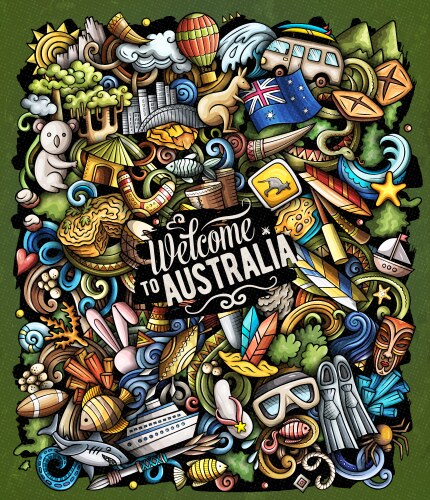 Australia cartoon doodle Royalty Free Vector Image