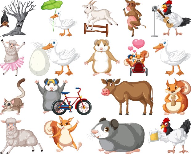 Cartoon animals collection set Royalty Free Vector Image