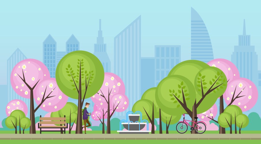 City downtown in summer Royalty Free Vector Image