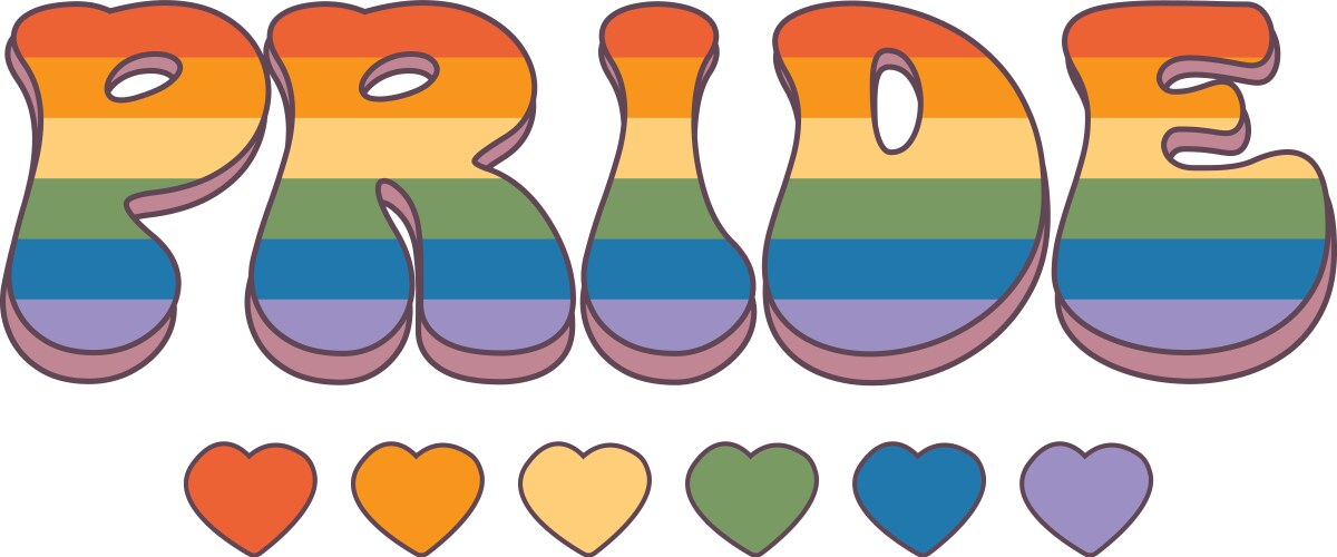 Groovy rainbow lettering pride slogan retro Vector Image