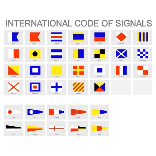 Semaphore flag signals alphabet and numbers Vector Image