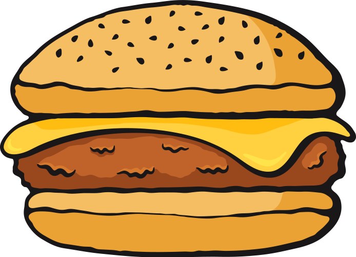 Sticker cheeseburger Royalty Free Vector Image