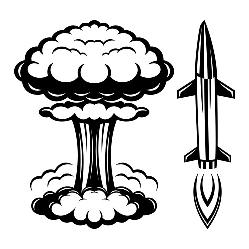 Nuclear explosion mushroom cloud drawing Vector Image
