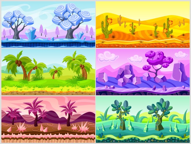 Cartoon colorful nature landscape template Vector Image
