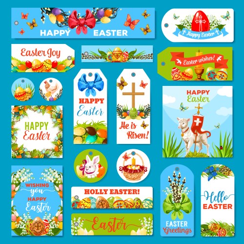 Colorful tulip flowers set of easter cards Vector Image