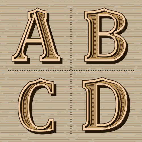 Alphabet western letters vintage design q r s Vector Image