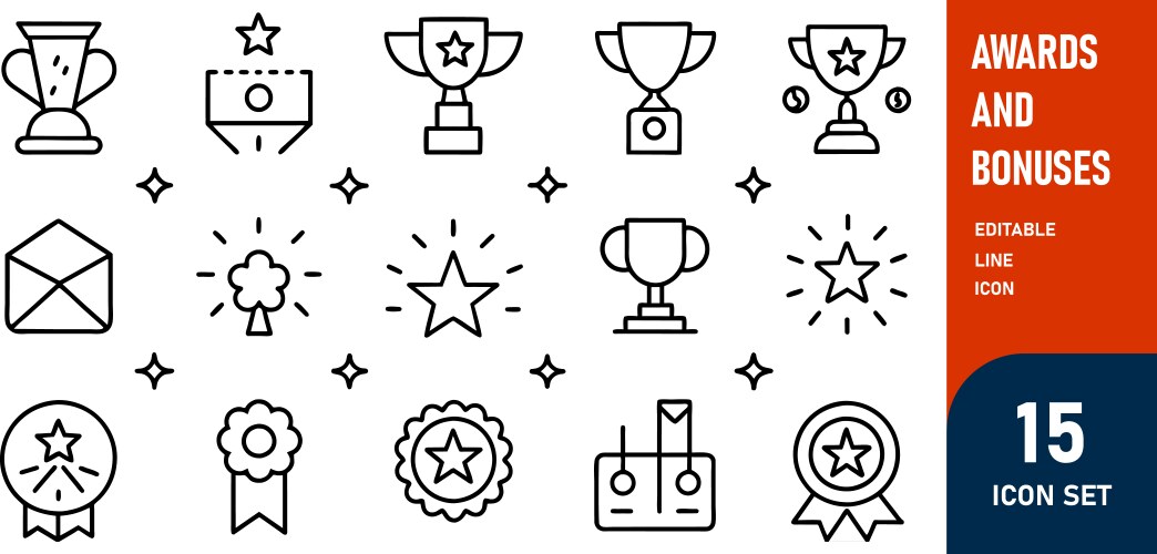 Awards and bonuses editable icons set Royalty Free Vector