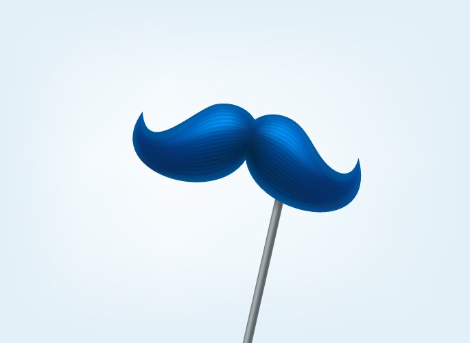 Blue moustache on a stick 3d Royalty Free Vector Image