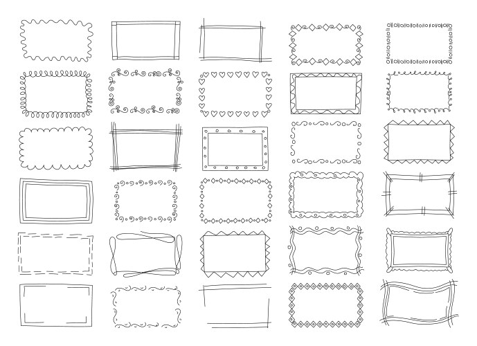 Set of hand drawn quote dashed line boxes doodle Vector Image