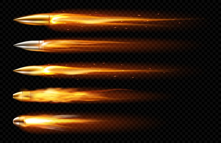 Flying bullet traces realistic pistol projectiles Vector Image