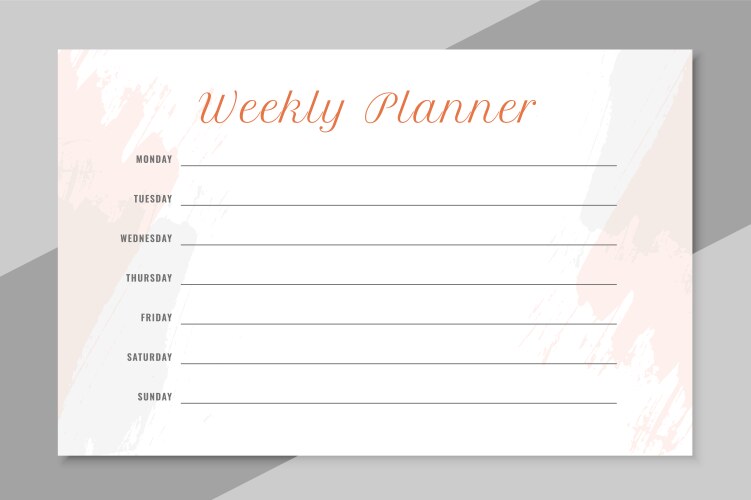 Weekly organizer timetable template plan weekdays Vector Image