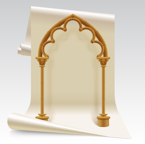 White paper sheet and gothic arch model Royalty Free Vector