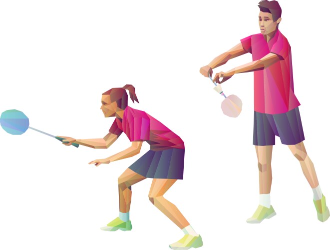 Mixed Doubles Badminton Vector Images (67)