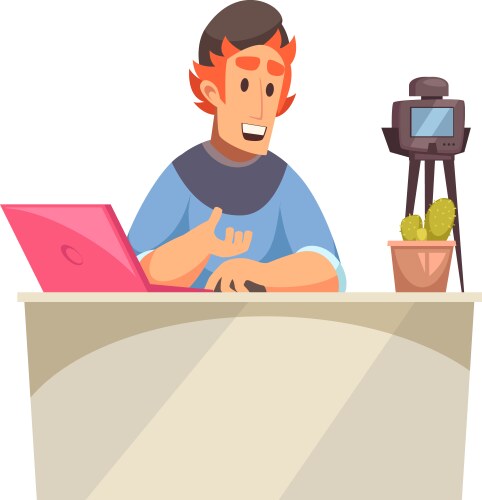 Cartoon cooking vlogger Royalty Free Vector Image