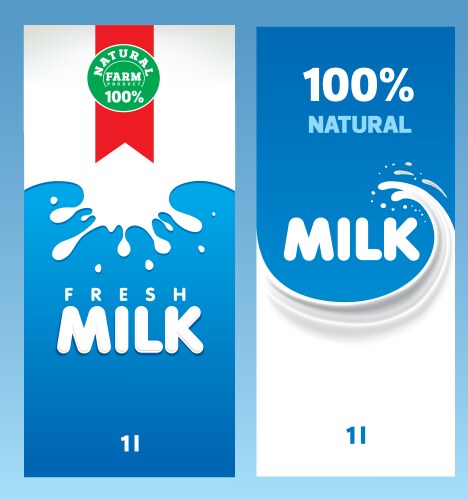 Modern poster fresh milk with splashes on a light Vector Image