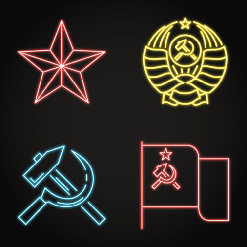 Ussr symbols neon icon set Royalty Free Vector Image
