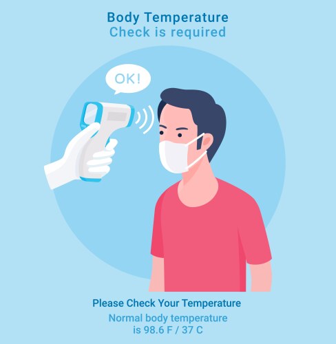 Body temperature check hand holding infrared Vector Image