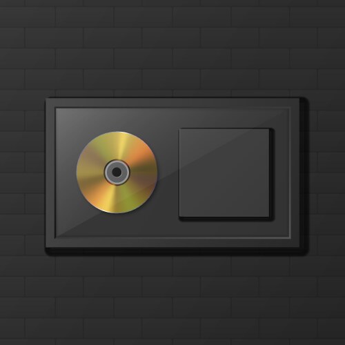 Realistic 3d yellow golden cd label Royalty Free Vector