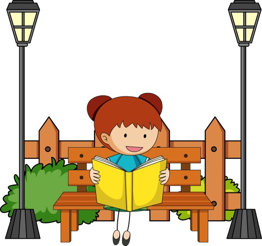 Doodle girl reading book Royalty Free Vector Image