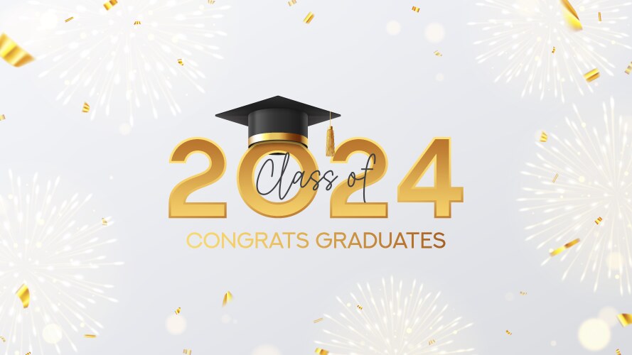 Class of 2024 hand written on chalk board Vector Image