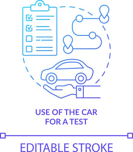 Use of car for test blue concept icon Royalty Free Vector