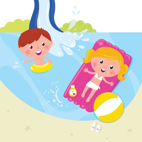 Cartoon girl jumping in swimming pool Royalty Free Vector