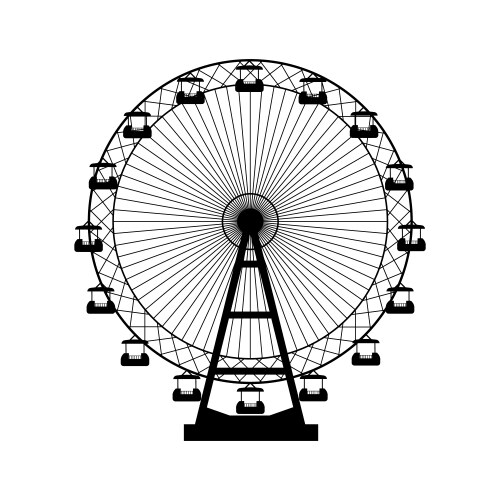 Carnival funfair and ferris wheel black emblem Vector Image