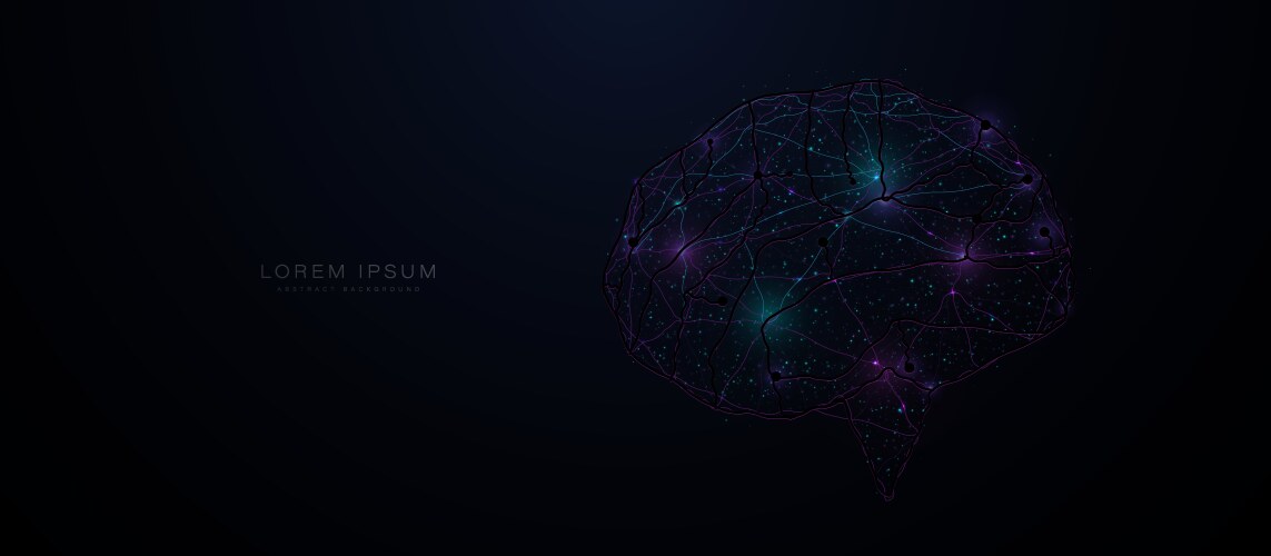 Human brain with blue and purple neural Royalty Free Vector