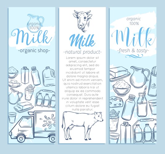 Milk dairy products signs seamless pattern Vector Image