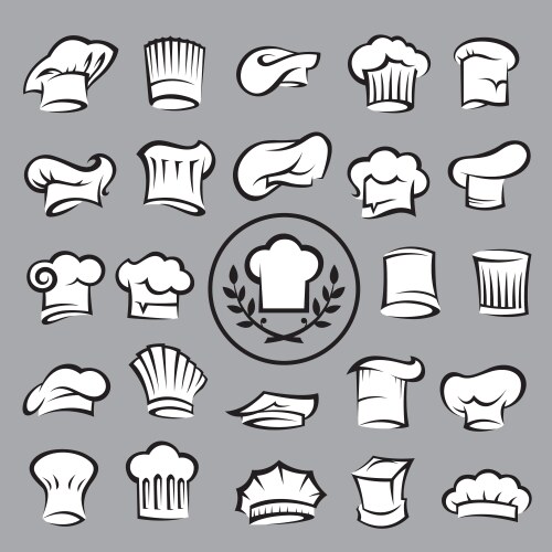 Set of chef hats Royalty Free Vector Image - VectorStock
