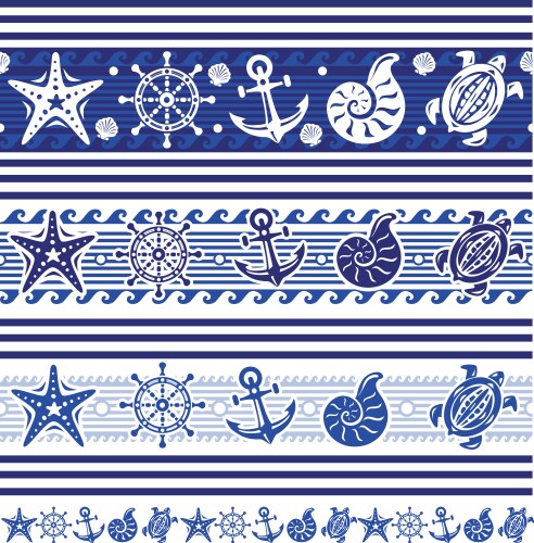 Borders with nautical and sea symbols Royalty Free Vector
