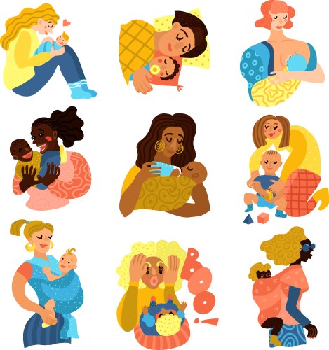 Motherhood infographic set Royalty Free Vector Image