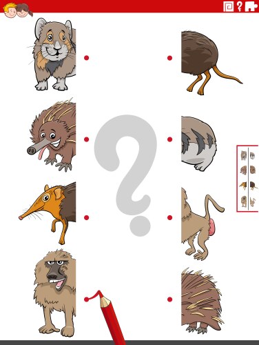 Match halves pictures with safari animals Vector Image