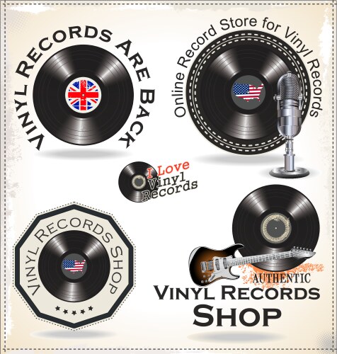 Vintage vinyl records Royalty Free Vector Image