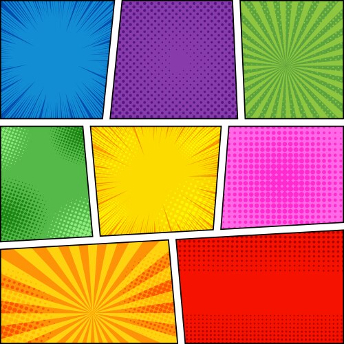 Cartoon comic backgrounds set comics book Vector Image