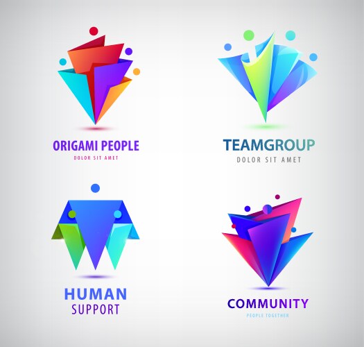 Set of human men logos creative group Royalty Free Vector