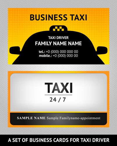 Taxi business or visiting card Royalty Free Vector Image