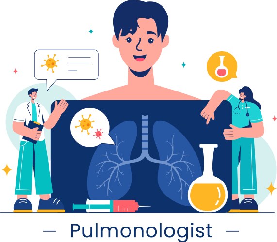 Pulmonologist with doctor pulmonology lungs Vector Image