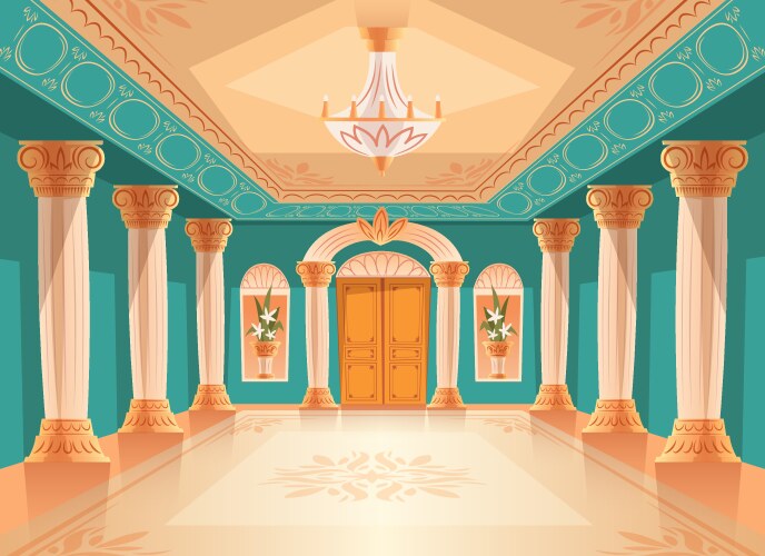 Castle throne hall interior of royal Royalty Free Vector