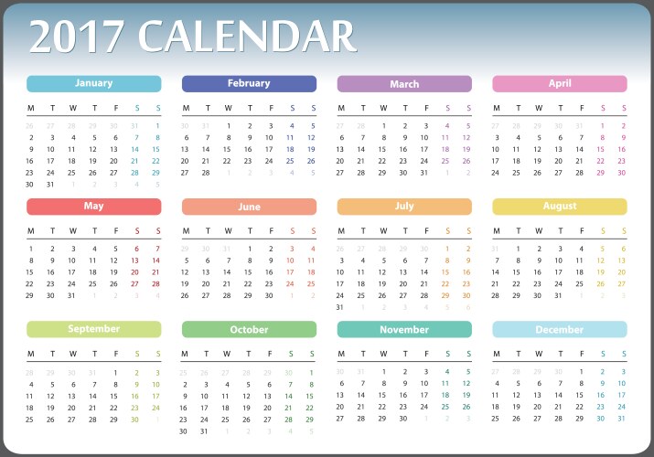 Calendar 2017 print template design Royalty Free Vector