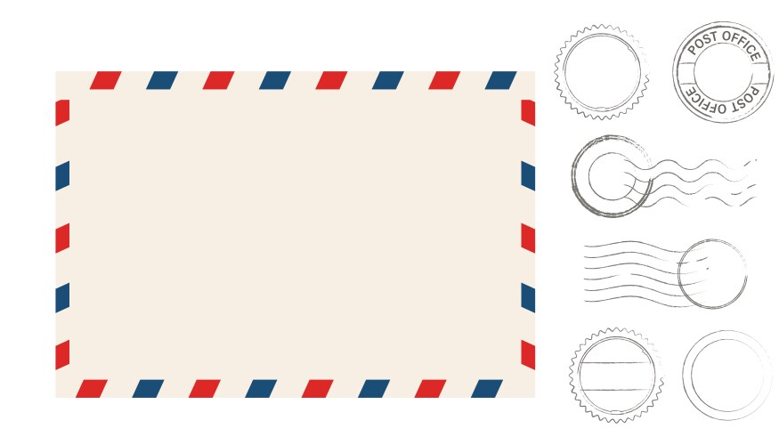 Airmail blank postcard template retro border Vector Image