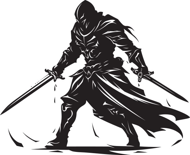 Courageous knight black logo design featuring Vector Image
