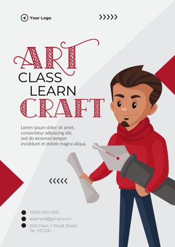 Flyer design of art and craft template Royalty Free Vector