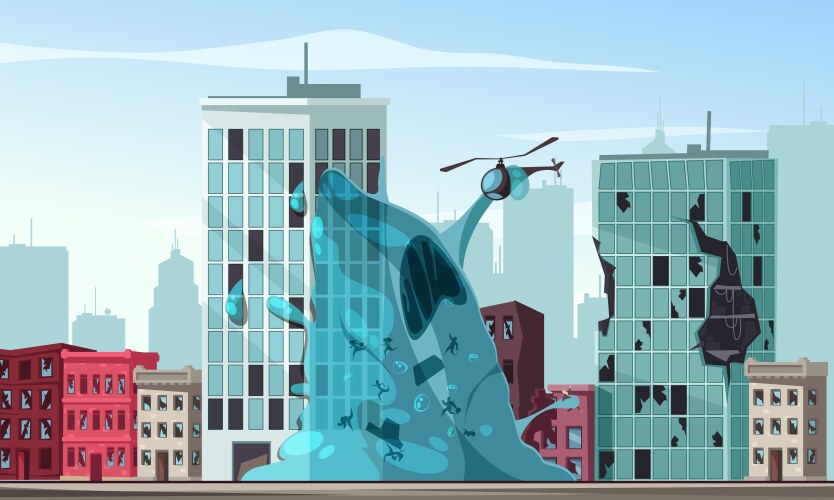 War with alien robots cartoon concept Royalty Free Vector