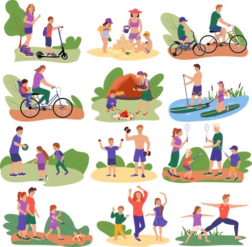 Set of children doing different activities Vector Image