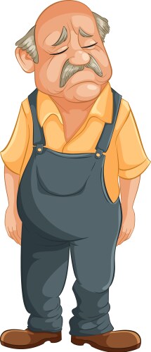 Two sad elderly cartoon characters standing Vector Image