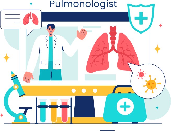 Pulmonologist with doctor pulmonology lungs Vector Image