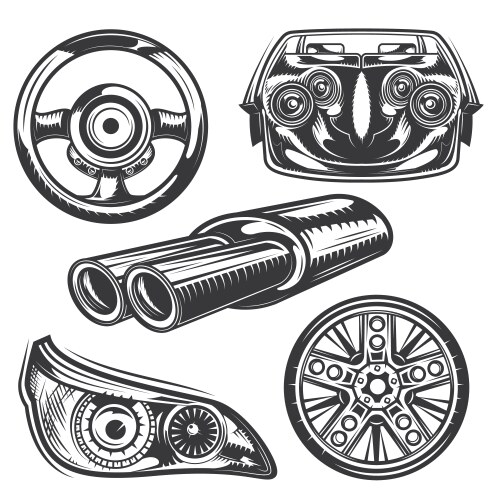 Set of car service emblems labels badges logos Vector Image